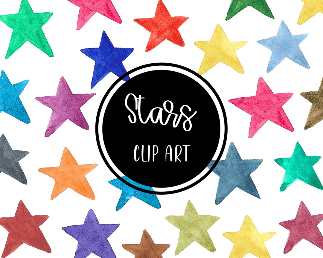 Star Watercolor Handpainted Digital Clipart Stars Multicolor Colorful ...