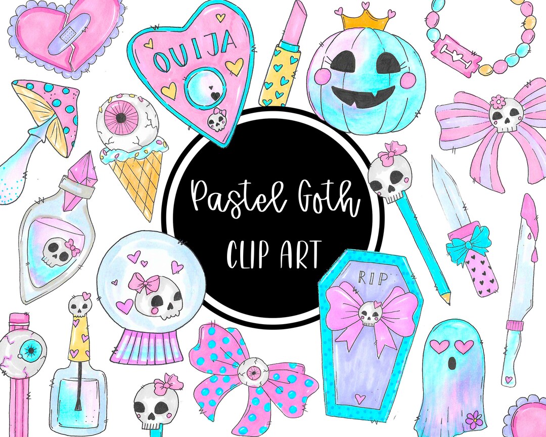 Halloween Pastel Goth Cute Creepy Ghost Clip Art Watercolor Spirit ...