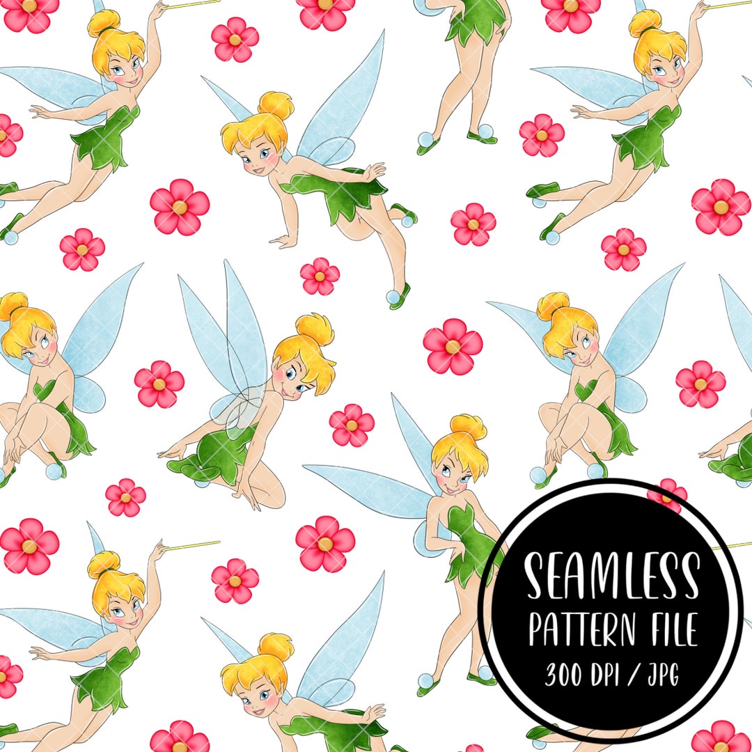 Tinkerbell Seamless Pattern, Digital Paper Background Download Free ...