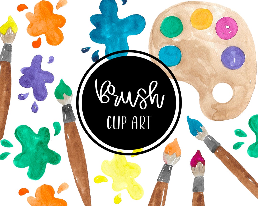 Brush Clip Art Watercolor Handpainted Digital Clipart Back to School ...