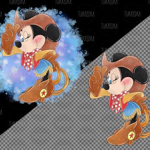 Minnie Mouse Cowboy Clipart, PNG Clip Art, Cartoon Sublimation ...