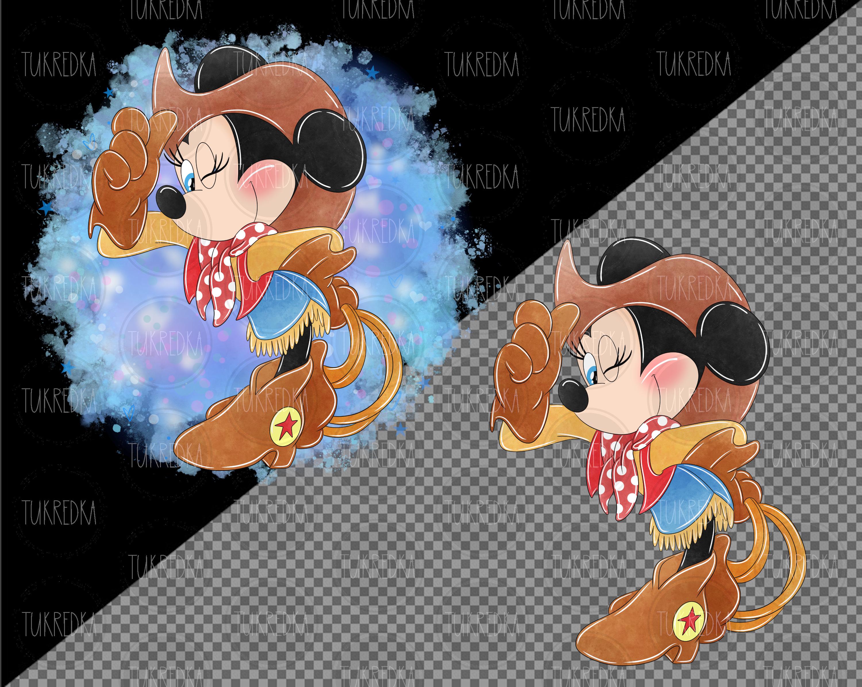 Minnie Mouse Cowboy Clipart, PNG Clip Art, Cartoon Sublimation ...