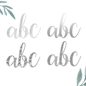 Alphabet Clip Art Glitter Foil Silver Alphabet Cards Download | Etsy