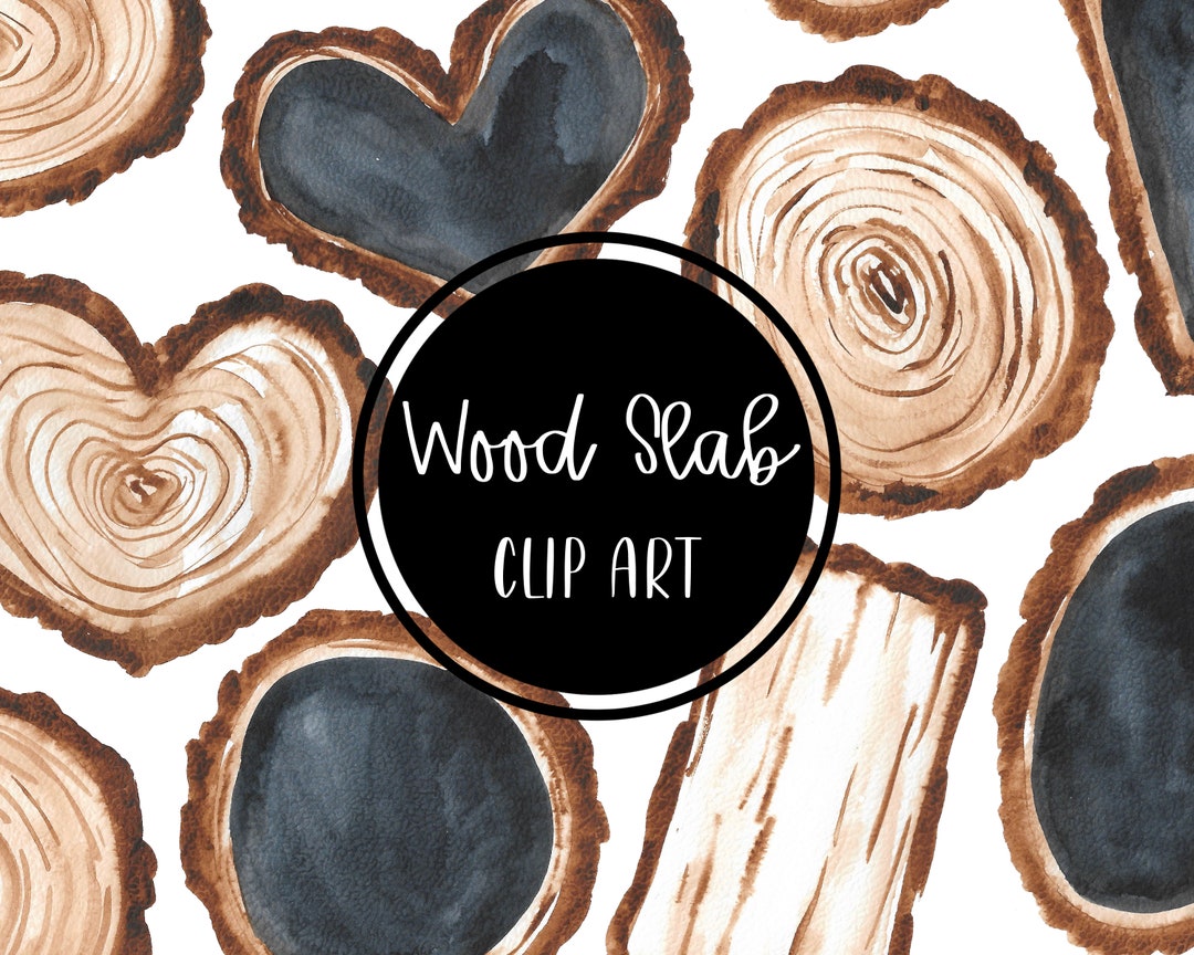 Wood Slab Clip Art Watercolor Handpainted Digital Clipart Wood Signs ...
