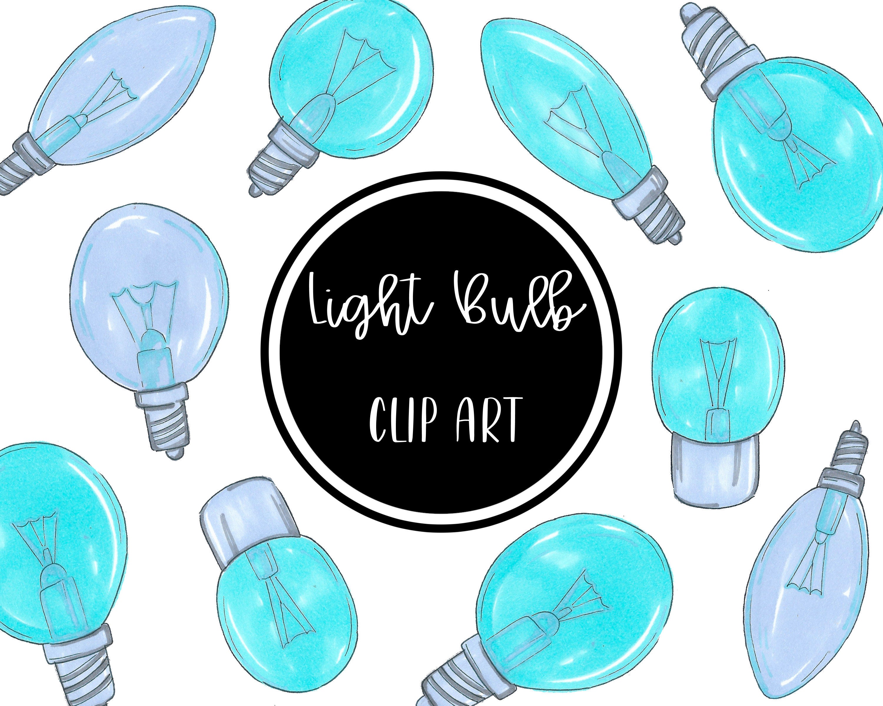 Light Bulb Clip Art Watercolor Handpainted Electricity Energy - Etsy