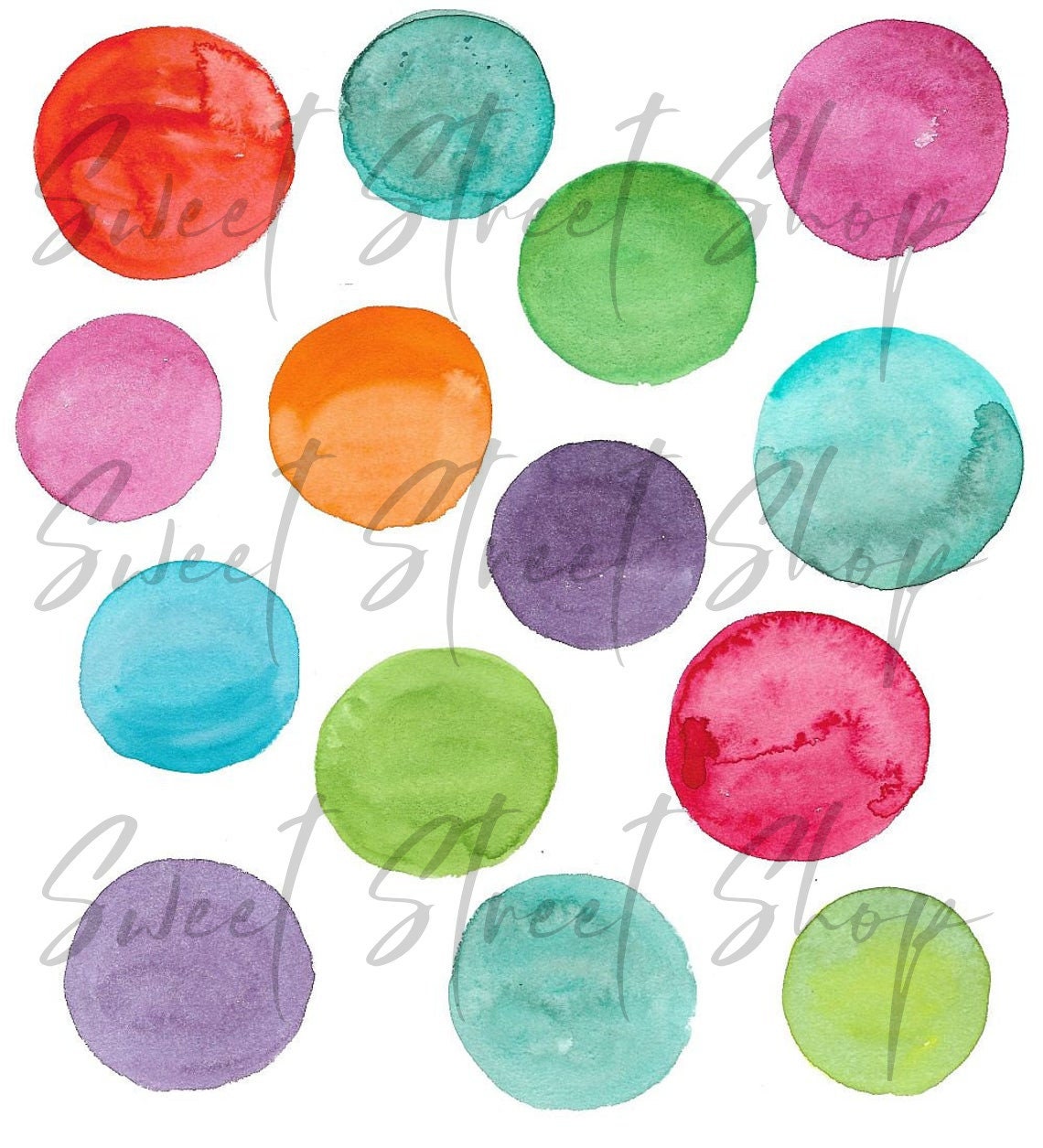 Dots Watercolor Handpainted Digital Clipart Multicolor - Etsy