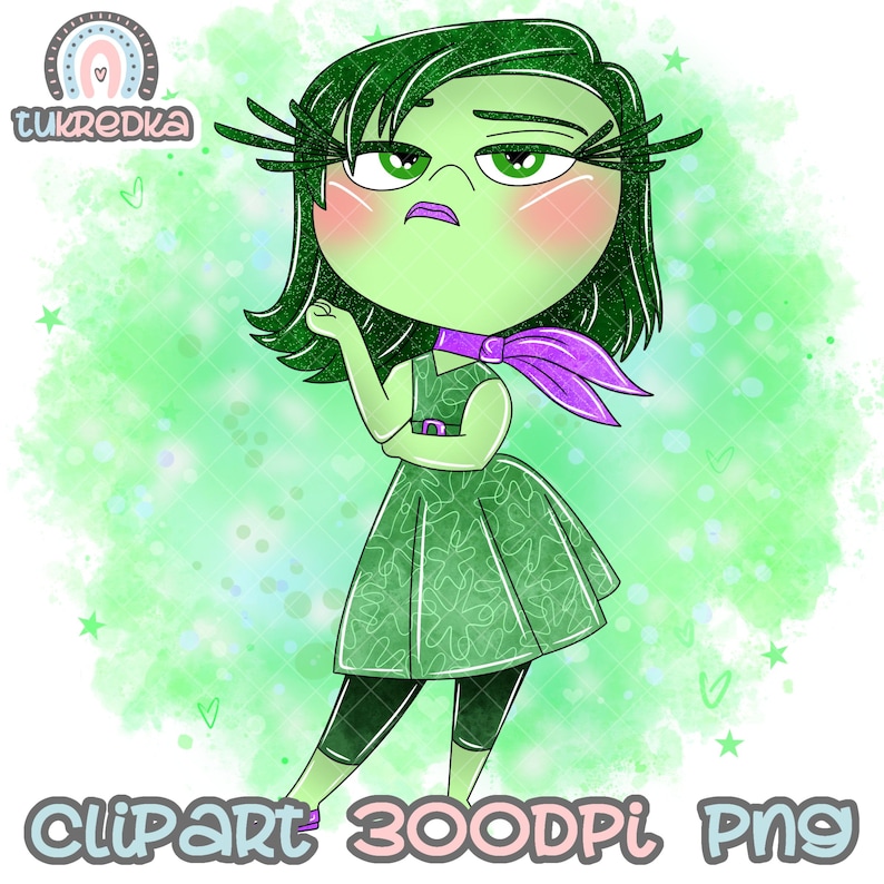 Inside Out Disgust Clip Art PNG, Hand Drawn Cartoon Clipart Sublimation ...