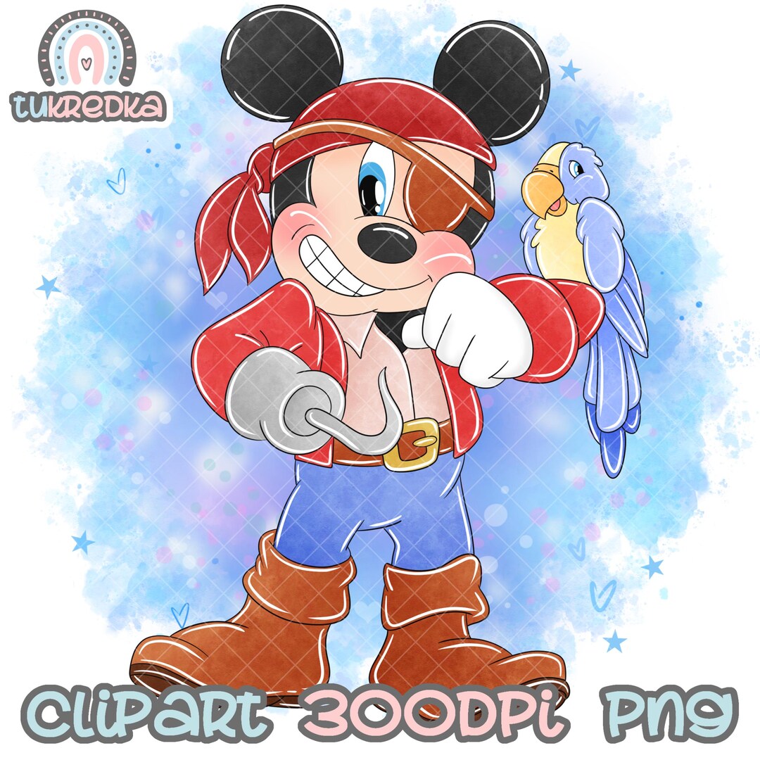 Mickey Mouse Pirate Clipart, PNG Clip Art, Cartoon Sublimation PNG - Etsy