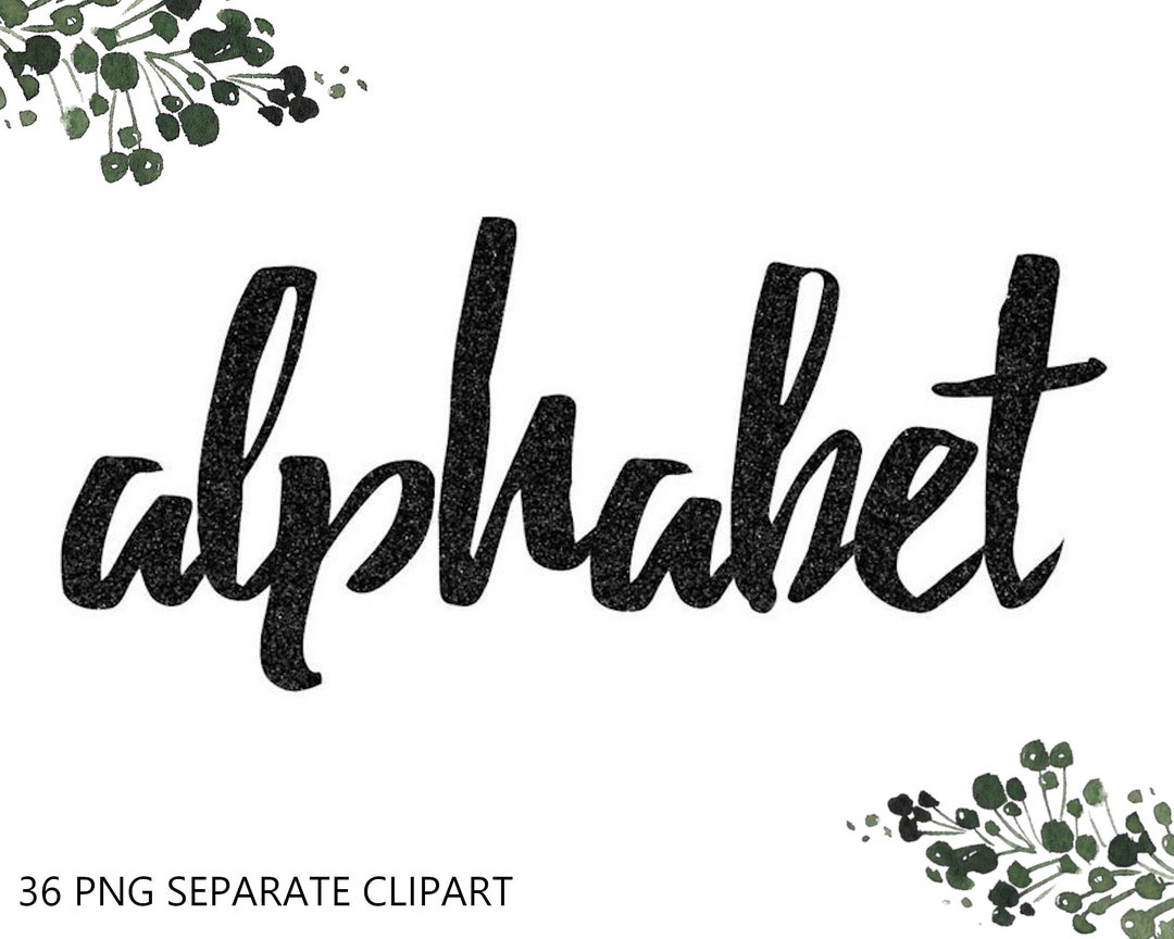 Alphabet Clip Art Black Glitter Alphabet Letters Cards - Etsy