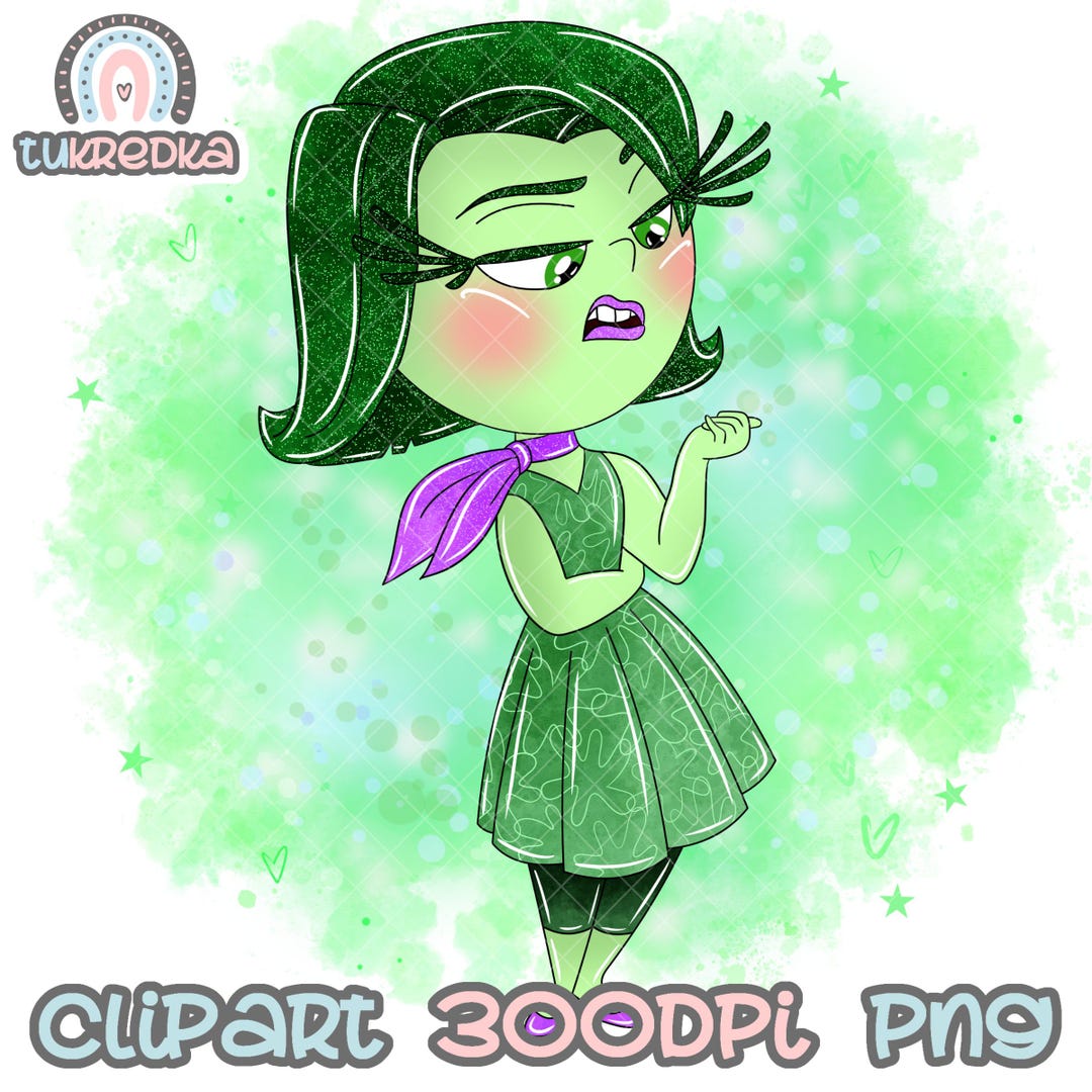 Inside Out Disgust Clip Art PNG, Hand Drawn Cartoon Clipart Sublimation ...
