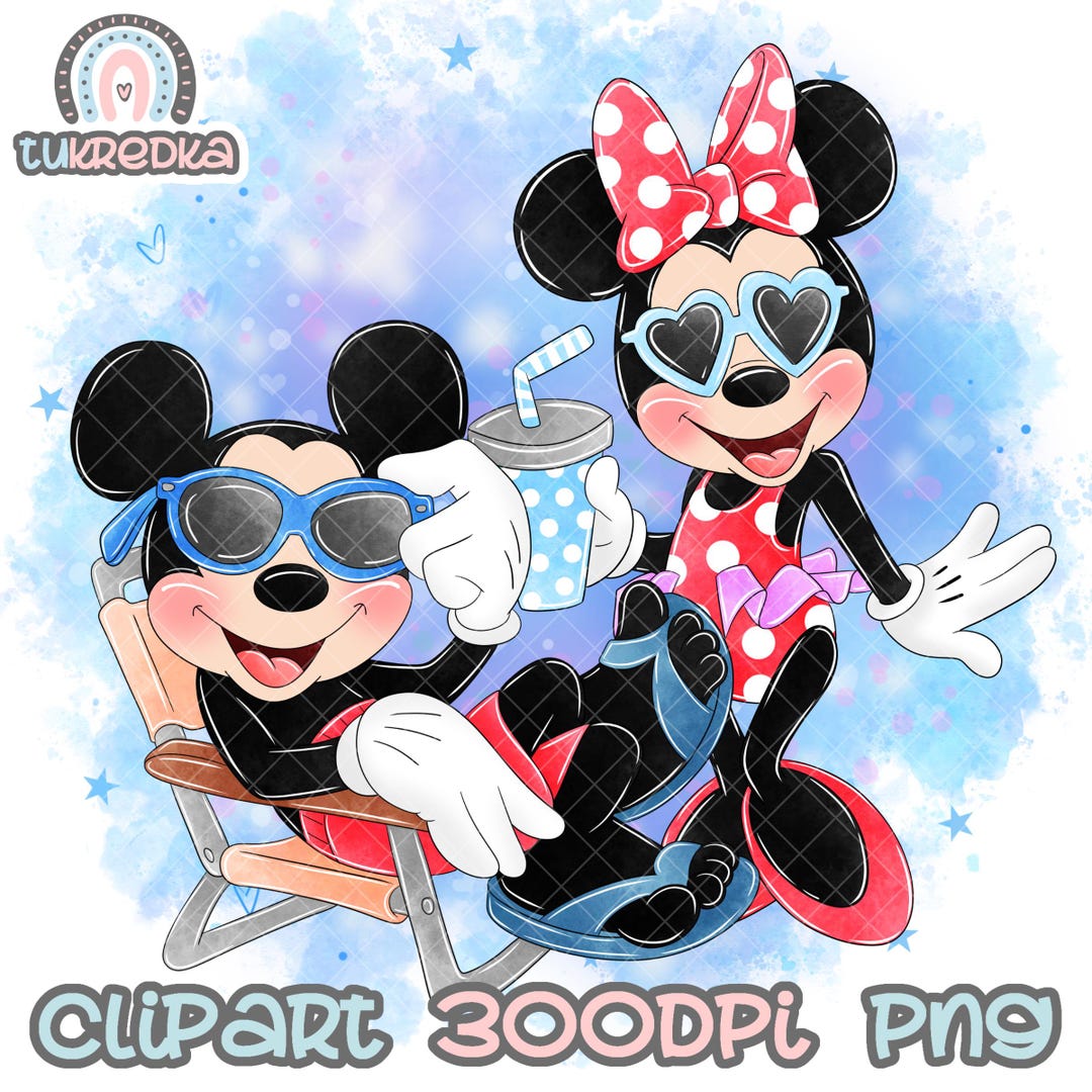 Mickey and Minnie Mouse Beach Clipart, PNG Clip Art, Cartoon ...