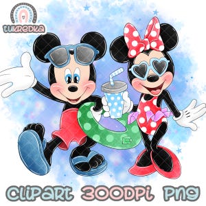 Mickey and Minnie Mouse Beach Clipart, PNG Clip Art, Cartoon ...