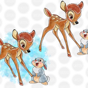 Bambi and Thumper Rabbit Cute Clip Art PNG, Cartoon Clipart Sublimation ...