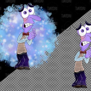 Inside Out Fear Clip Art PNG, Hand Drawn Cartoon Clipart Sublimation ...