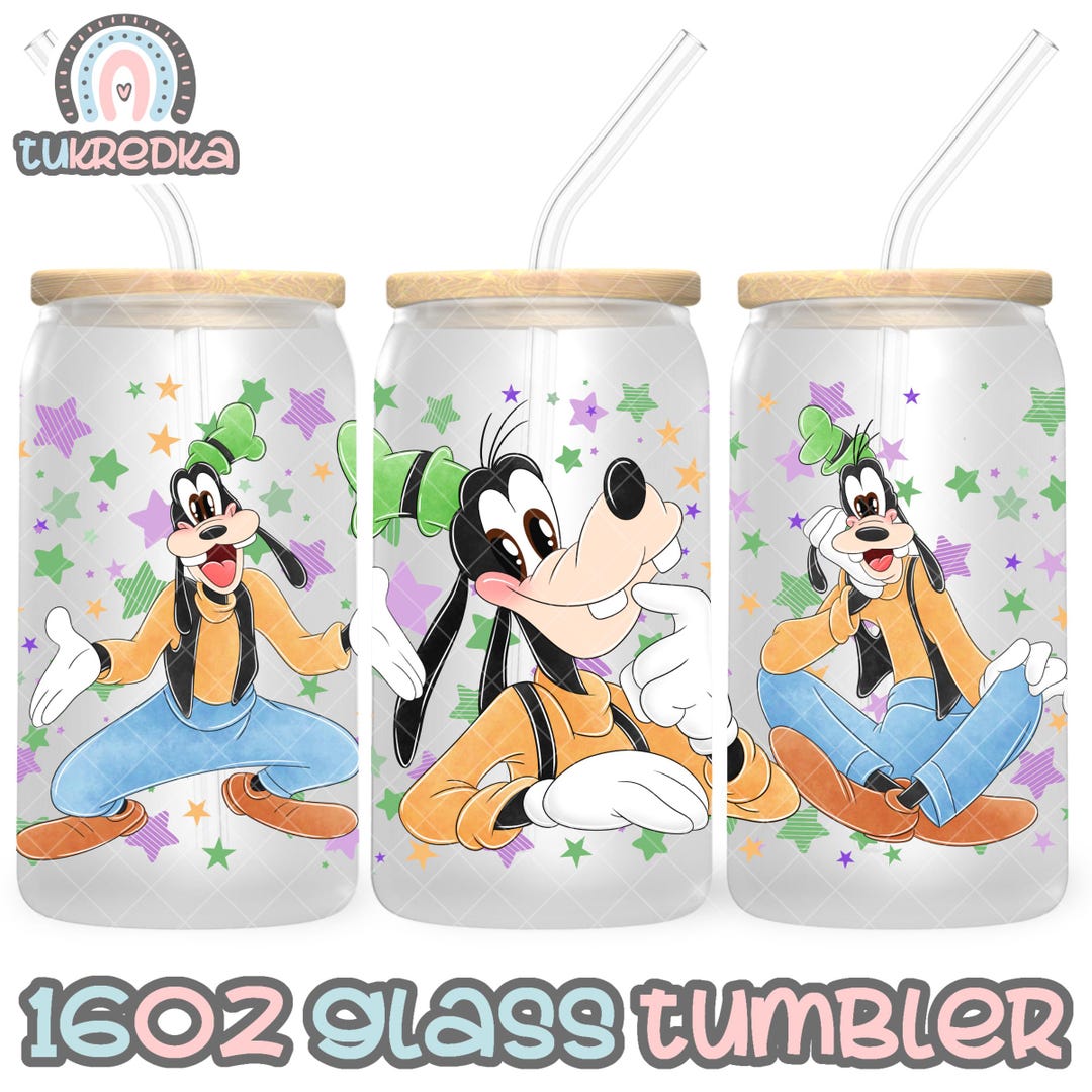 Goofy Mickey Mouse Cup PNG File DIGITAL DOWNLOAD 16oz Glass Tumbler ...