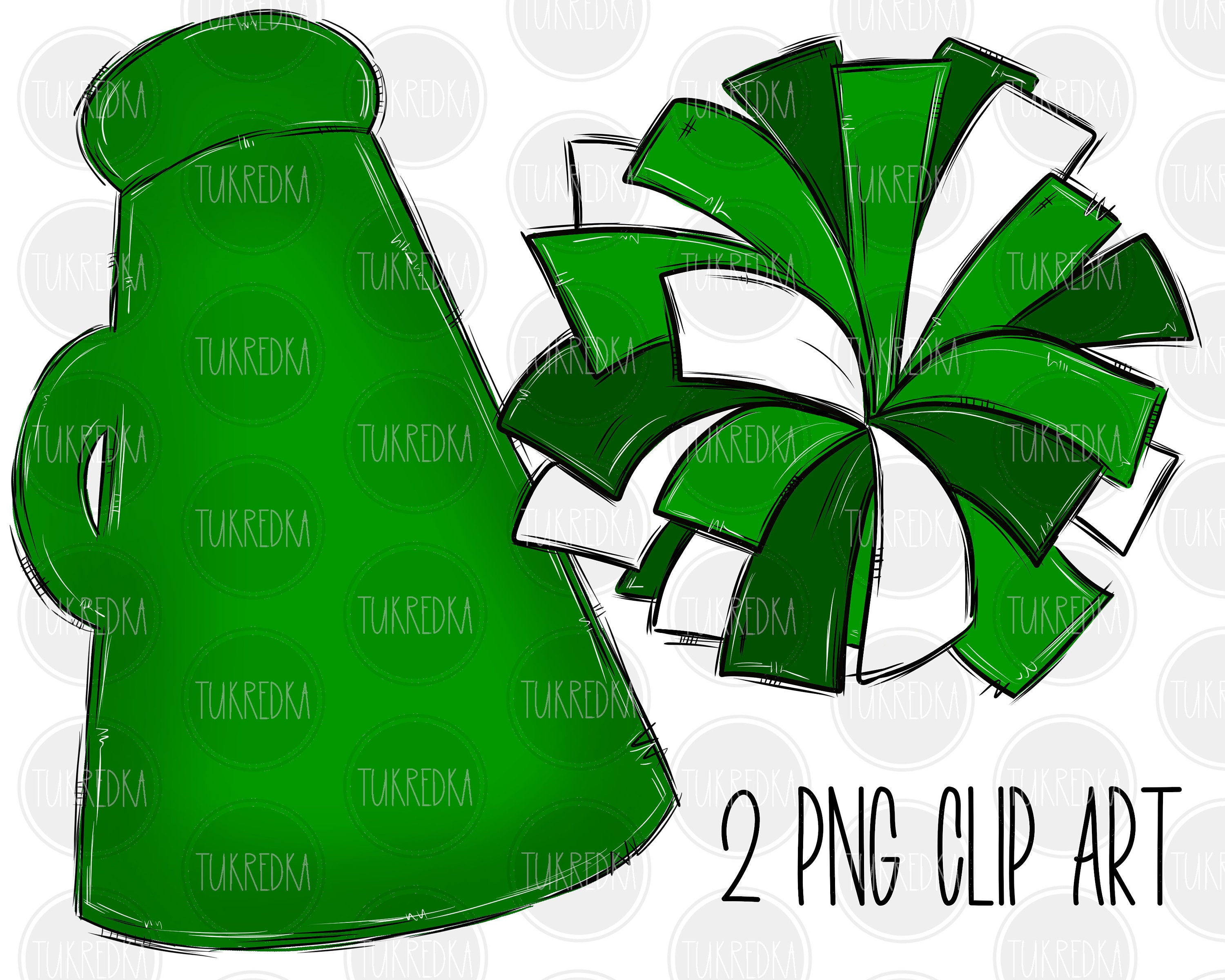 Cheer Poms Megaphone Football Green Silver Digital Download - Etsy