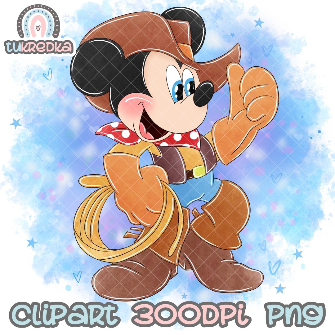 Mickey Mouse Cowboy Clipart, PNG Clip Art, Cartoon Sublimation ...