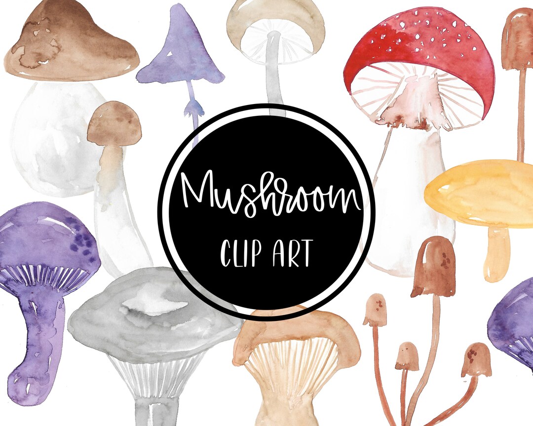 Mushroom Autumn Clip Art Watercolor Handpainted Digital Clipart Fungi ...