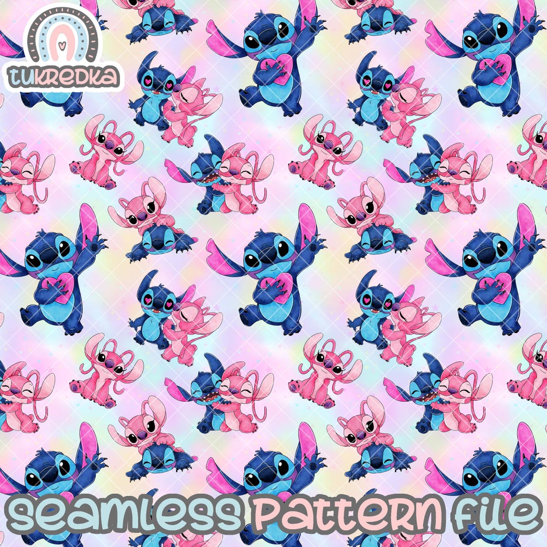 Stitch Seamless Angel Pattern, Digital Paper Background Download JPG ...
