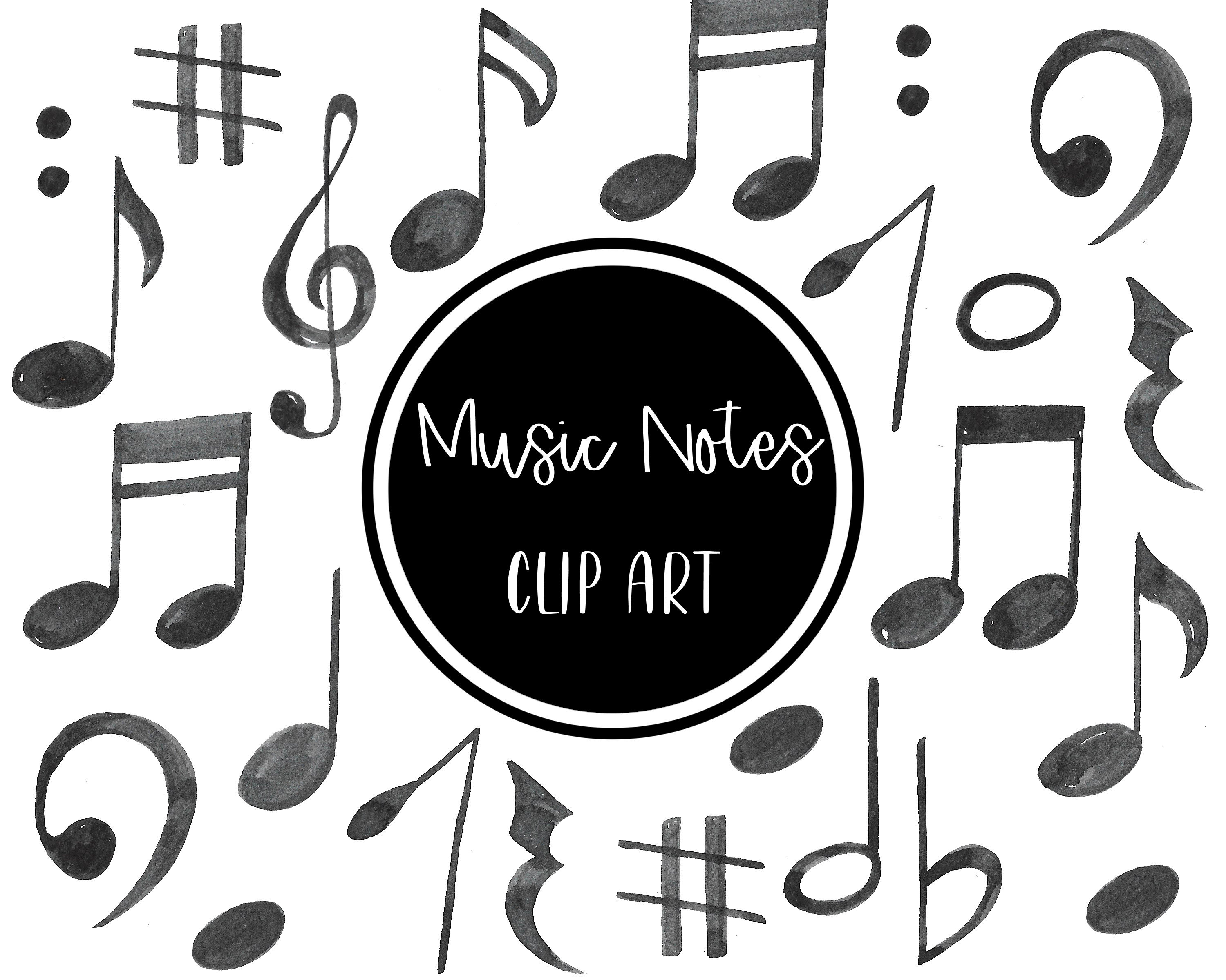 Music Notes Clip Art Watercolor Handpainted Digital Clipart Musical ...