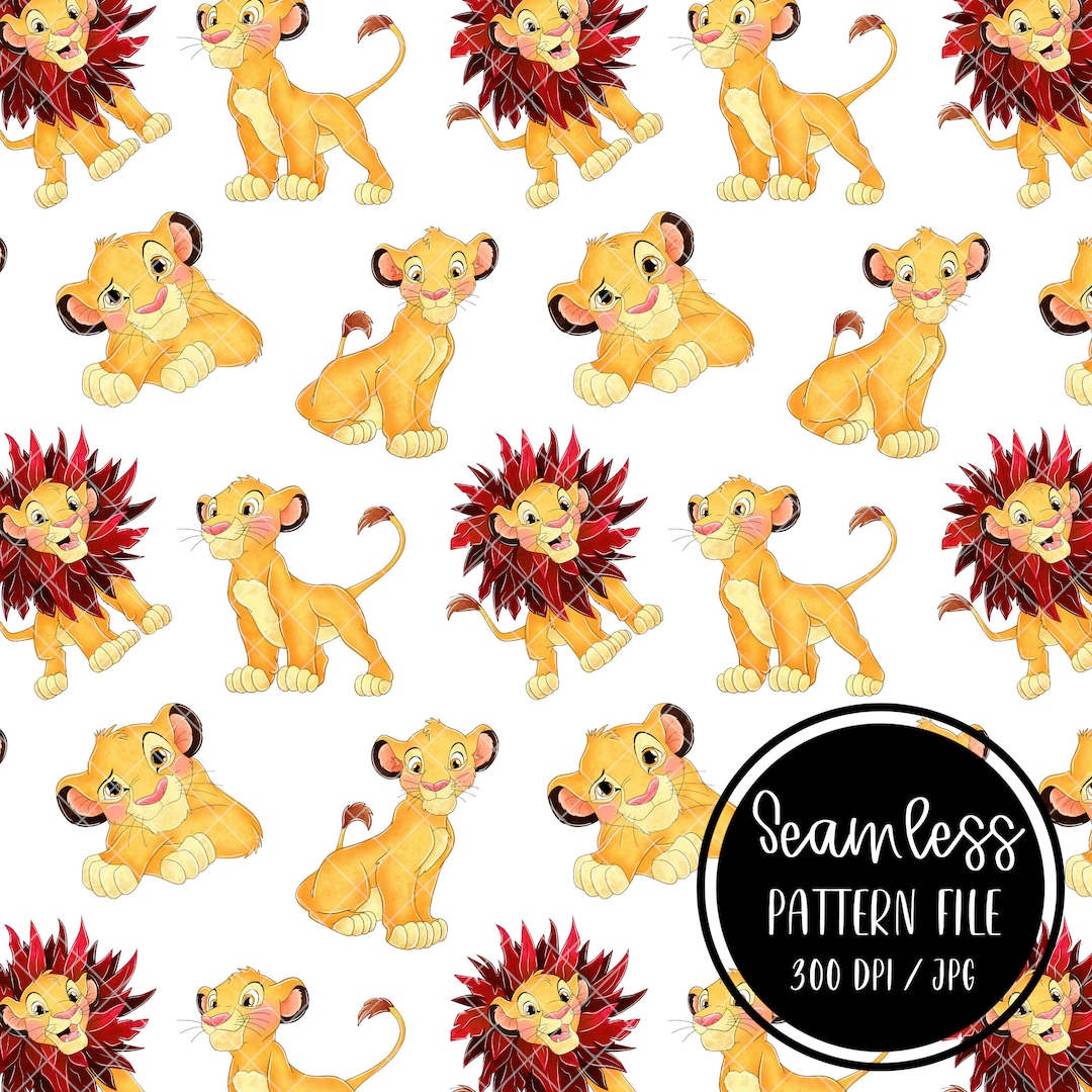 The Lion King Simba Seamless Pattern, Digital Paper Background Download ...