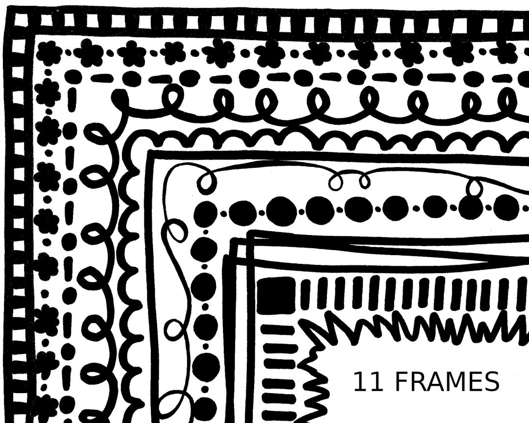 Frames Doodle Border Clipart Watercolor Handpainted Digital Clipart ...
