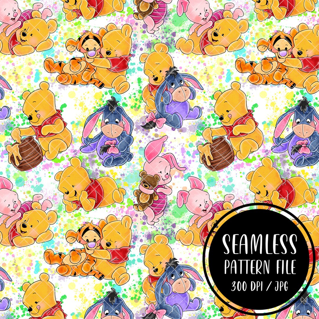 Winnie the Pooh Piglet Seamless Pattern, Digital Paper Background ...
