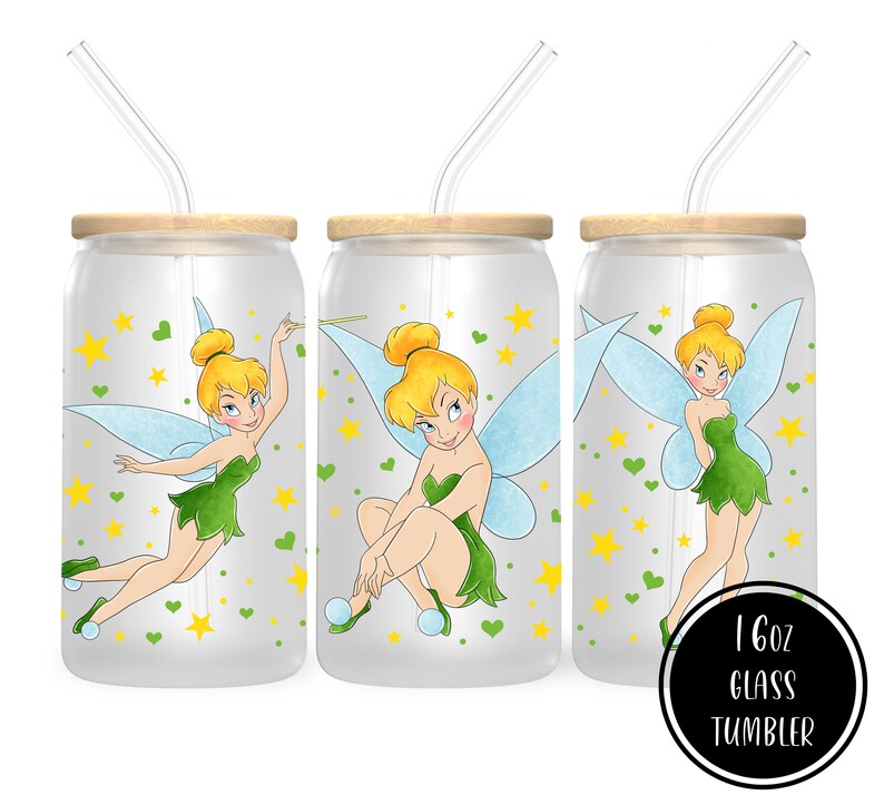 Tinkerbell Cup PNG File DIGITAL DOWNLOAD 16oz Glass Tumbler Design ...