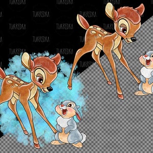 Bambi and Thumper Rabbit Cute Clip Art PNG, Cartoon Clipart Sublimation ...