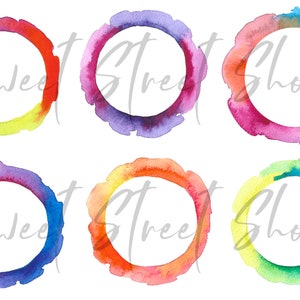 Frames Border Rainbow Circle Clipart Handpainted Digital Clipart Frame ...