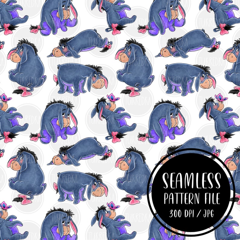 Winnie the Pooh Eeyore Seamless Pattern, Digital Paper Background ...