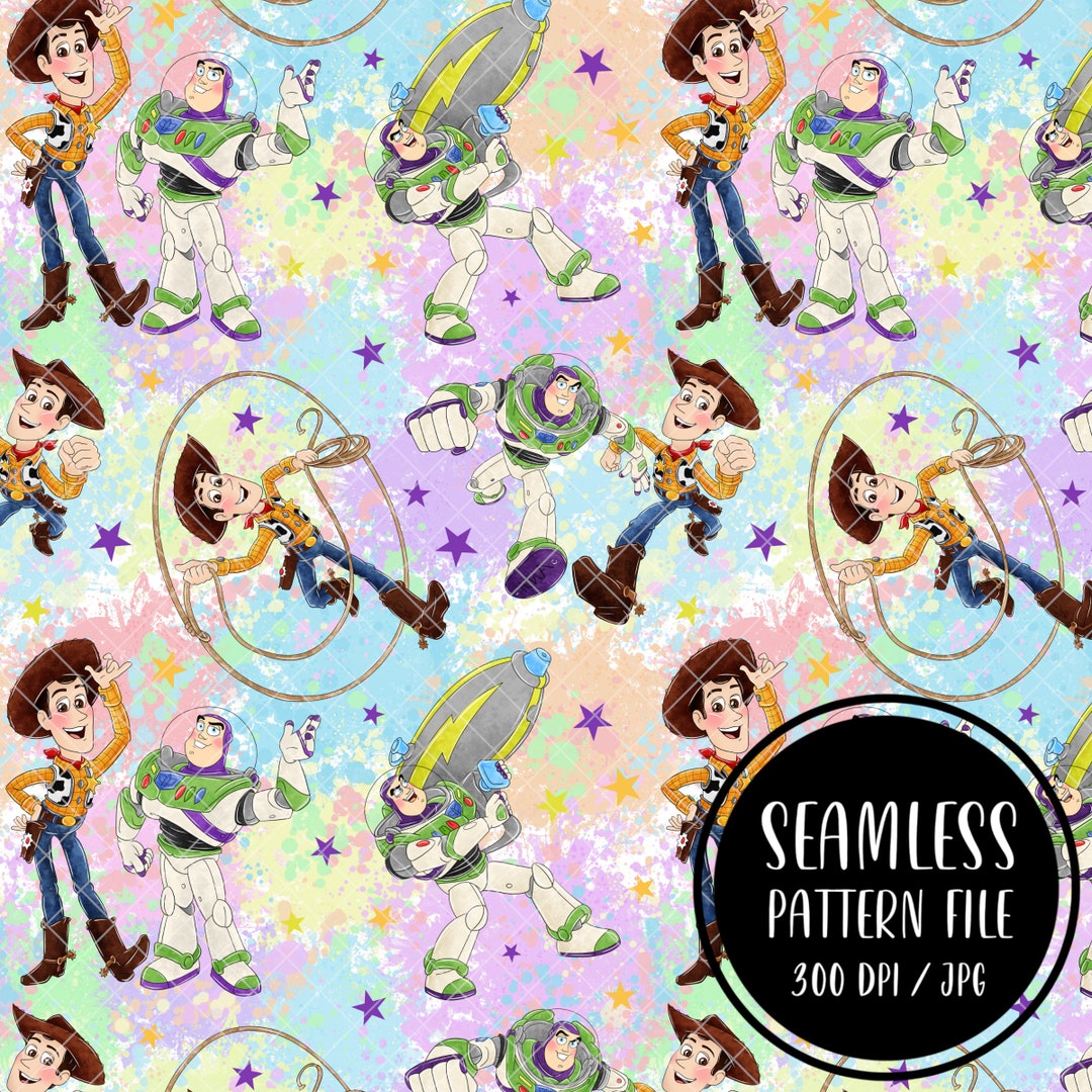 Toy Story Buzz Lightyear Woody Seamless Pattern, Digital Paper ...