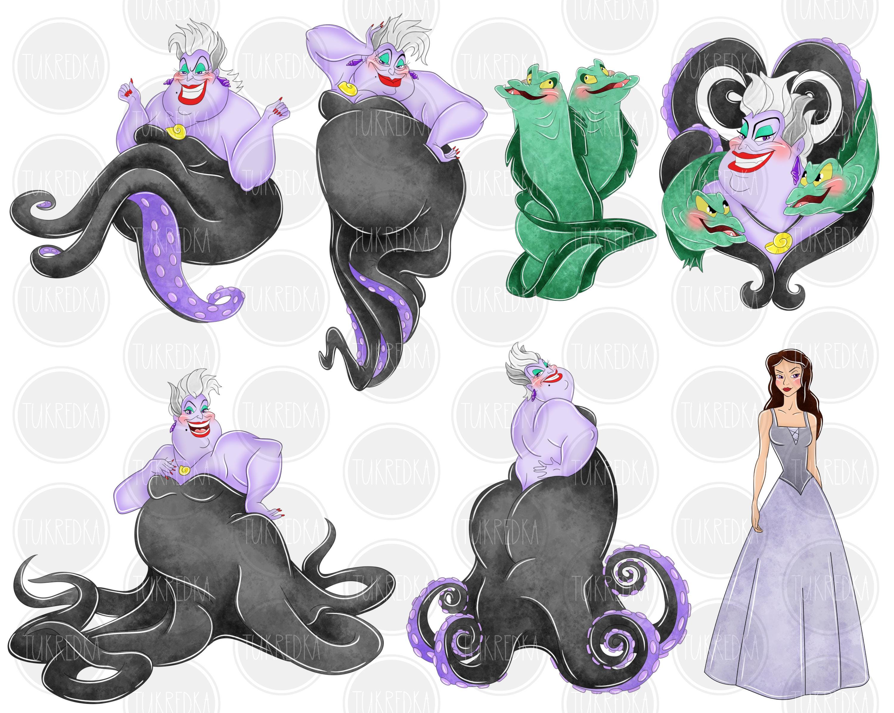 Set of Princess Villain Ursula Clip Art, the Little Mermaid PNG Clip ...