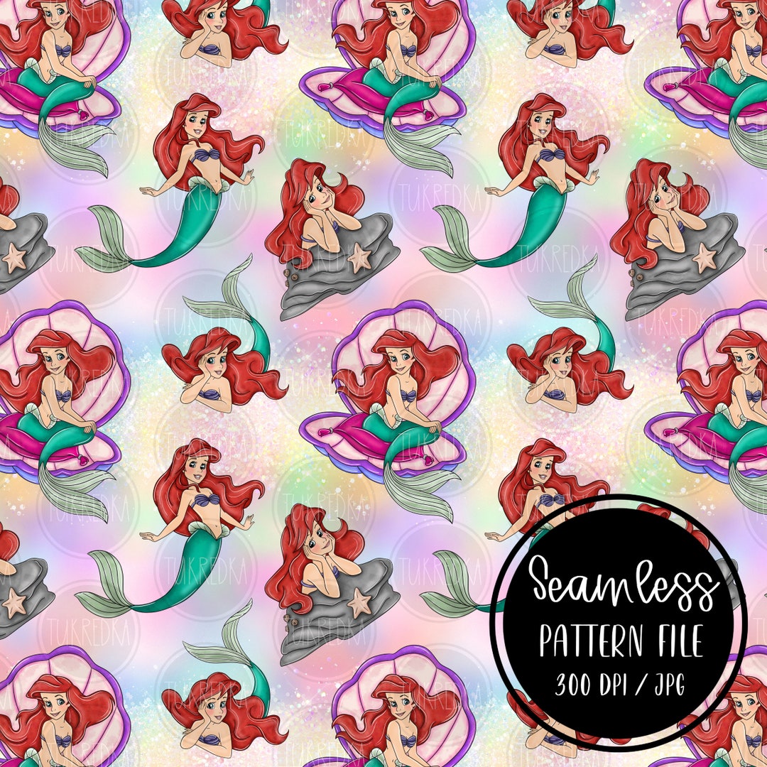 Princess Ariel the Little Mermaid Seamless Pattern, Digital Paper ...