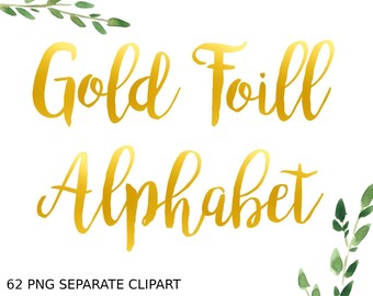 Alphabet Clip Art Foil Gold Alphabet Letters Cards Download | Etsy