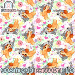 Lady and the Tramp Seamless Pattern, Digital Paper Background Download ...