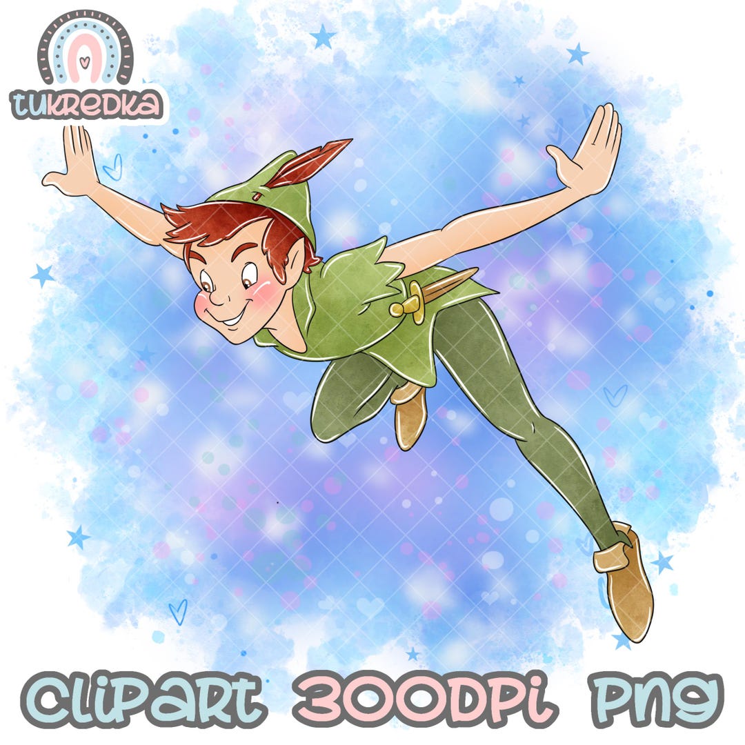 Peter Pan Cute Clip Art PNG, Cartoon Clipart Sublimation PNG Cartoon ...