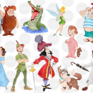 Set of Peter Pan Cute Clip Art PNG, Cartoon Clipart Sublimation PNG - Etsy