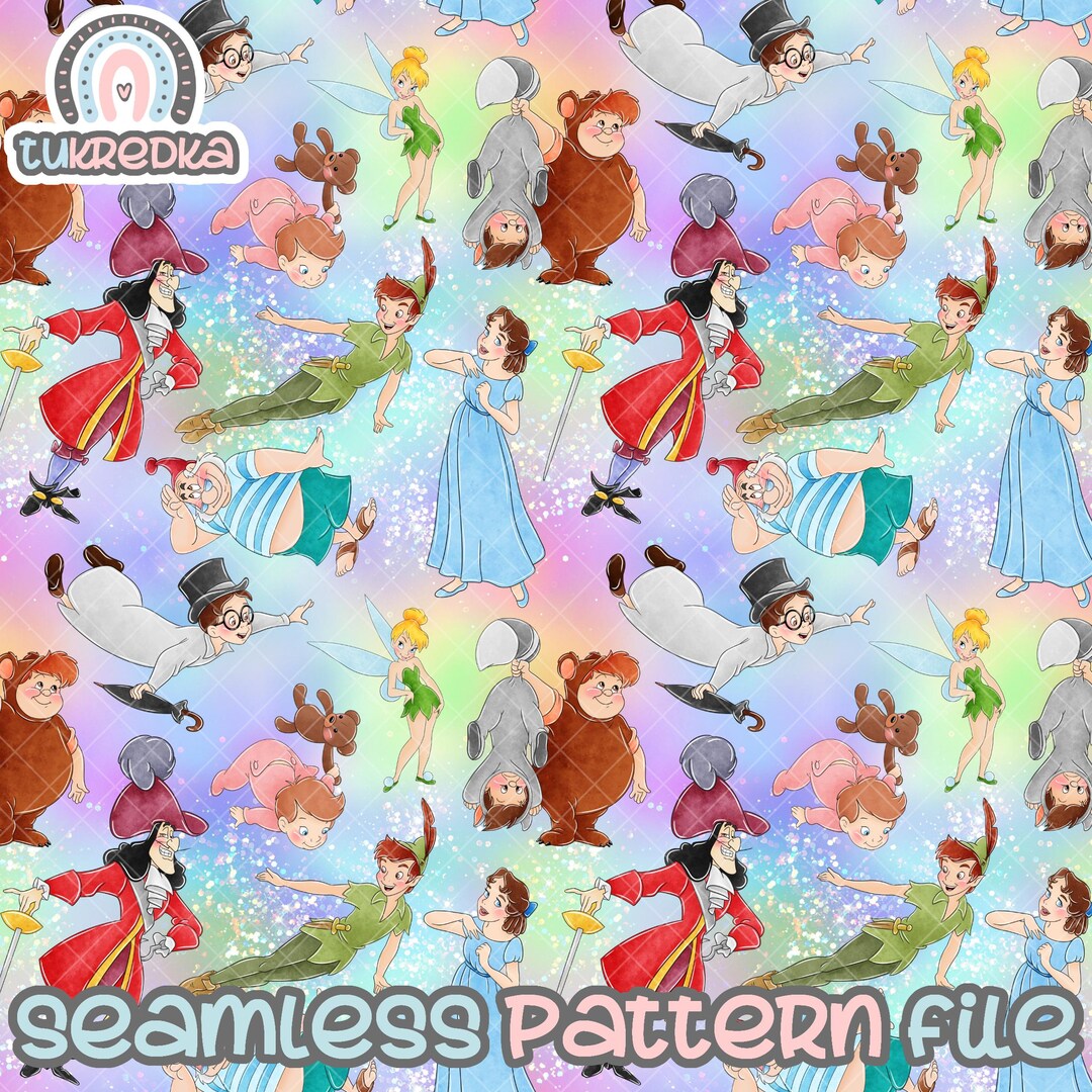 Peter Pan Seamless Pattern, Digital Paper Background Download JPG - Etsy