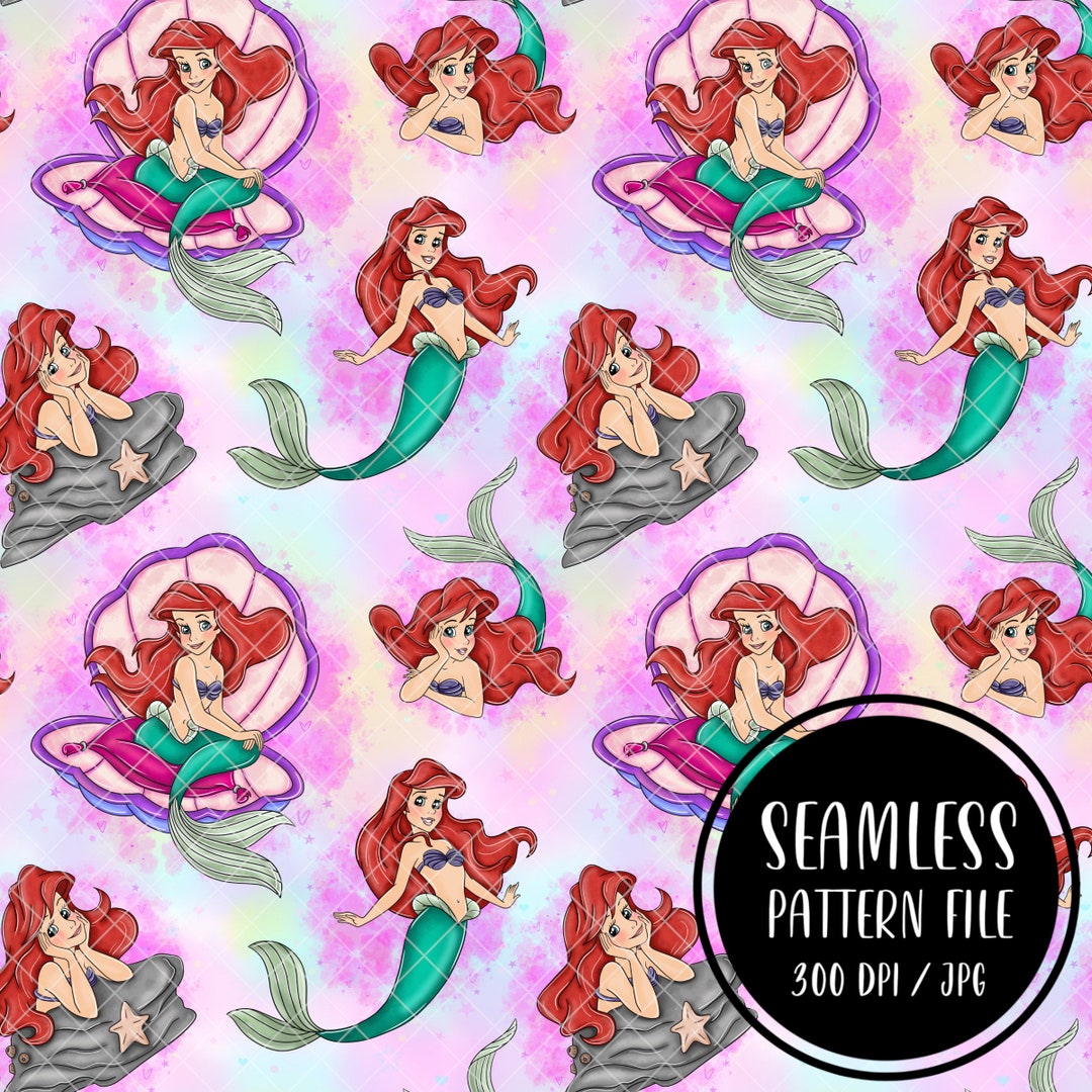 Princess Ariel the Little Mermaid Seamless Pattern, Digital Paper ...
