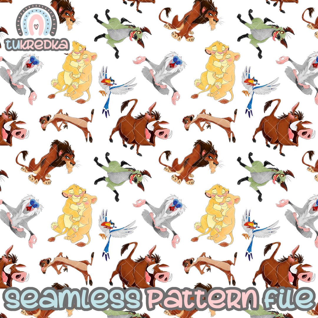 The Lion King Simba Pumba Timon Seamless Pattern, Digital Paper ...