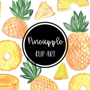 Pineapple Clip Art Watercolor Handpainted Digital Clipart Fruit Cards ...