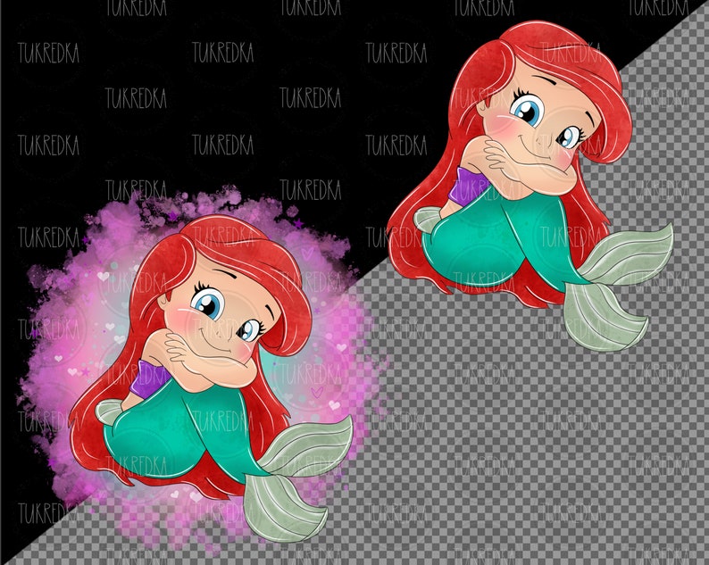 Baby Toddler Princess Ariel Clip Art, the Little Mermaid PNG Clip Art ...