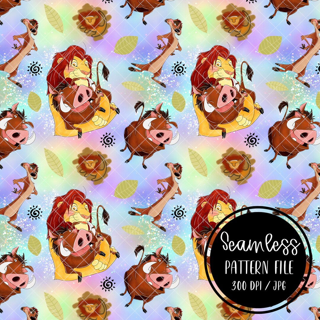 The Lion King Simba Pumbaa Timon Seamless Pattern, Digital Paper ...