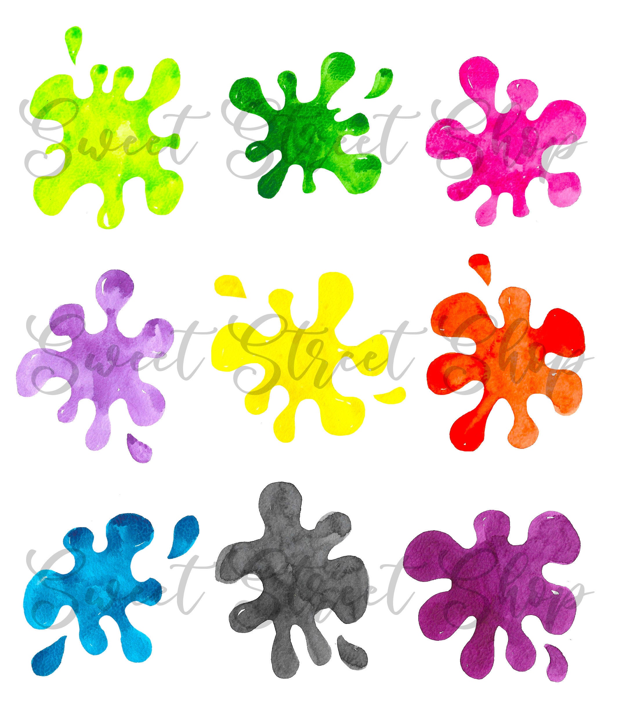 Splatter Splash Splotches Watercolor Handpainted Digital - Etsy