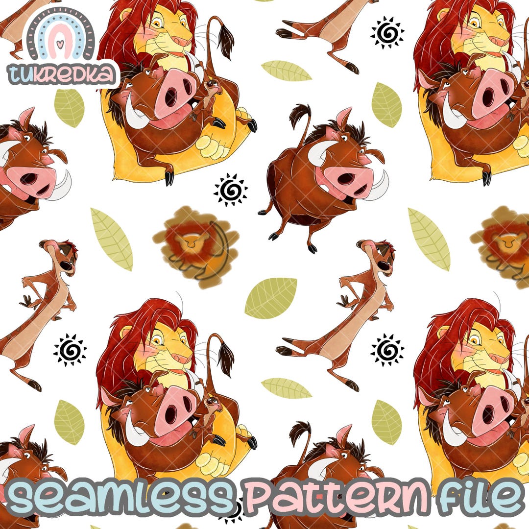The Lion King Simba Pumba Timon Seamless Pattern, Digital Paper ...