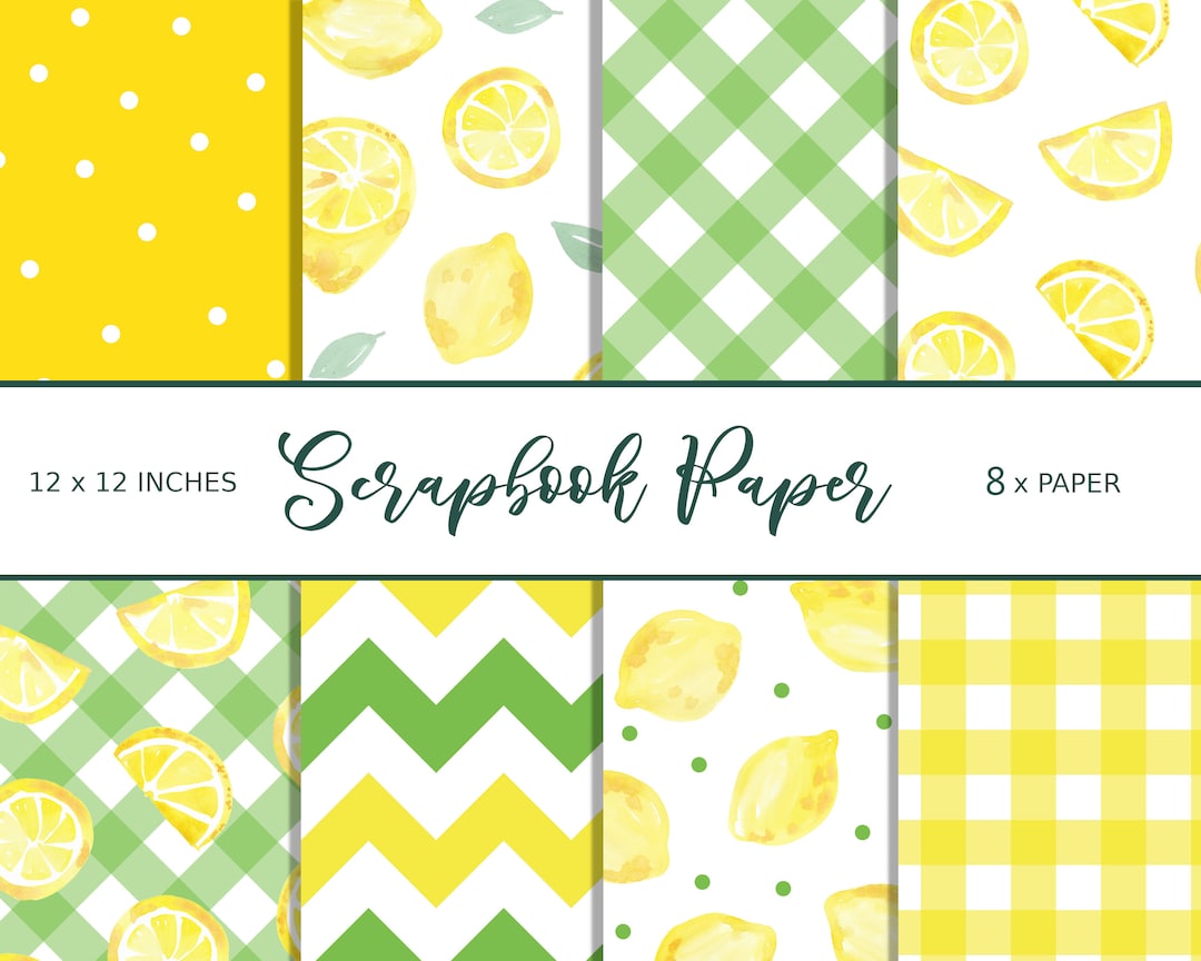 Digital Paper Scrapbook Lemon Watercolor Handpainted Digital Clipart ...