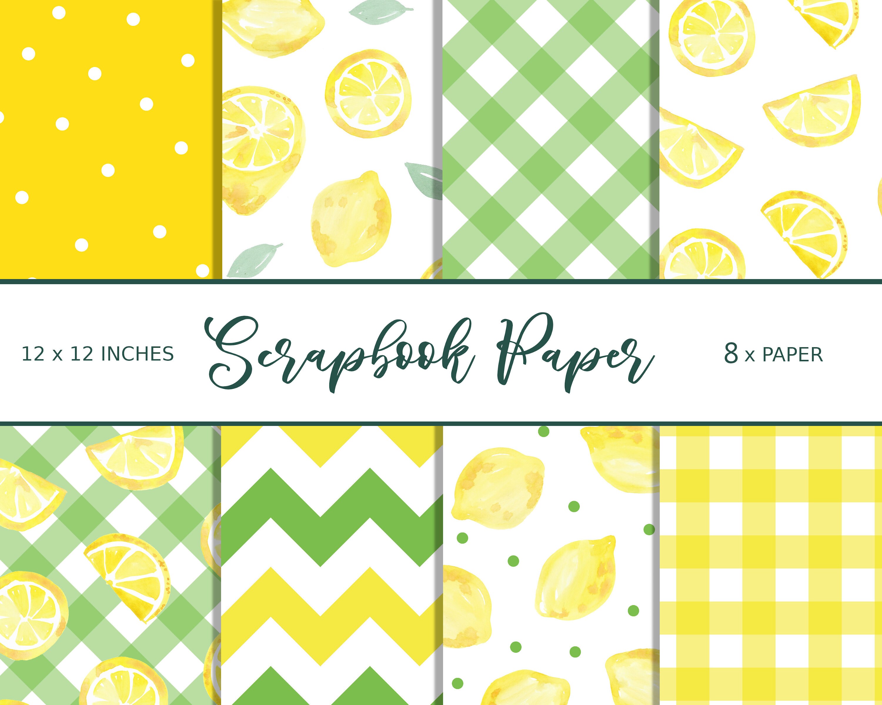 Digital Paper Scrapbook Lemon Watercolor Handpainted Digital - Etsy