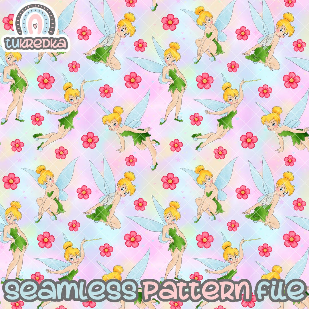 Tinkerbell Seamless Pattern, Digital Paper Background Download JPG - Etsy