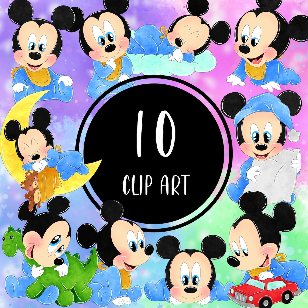 Set of Mickey Mouse Baby Toddler Clipart, PNG Clip Art, Mickey Mouse ...